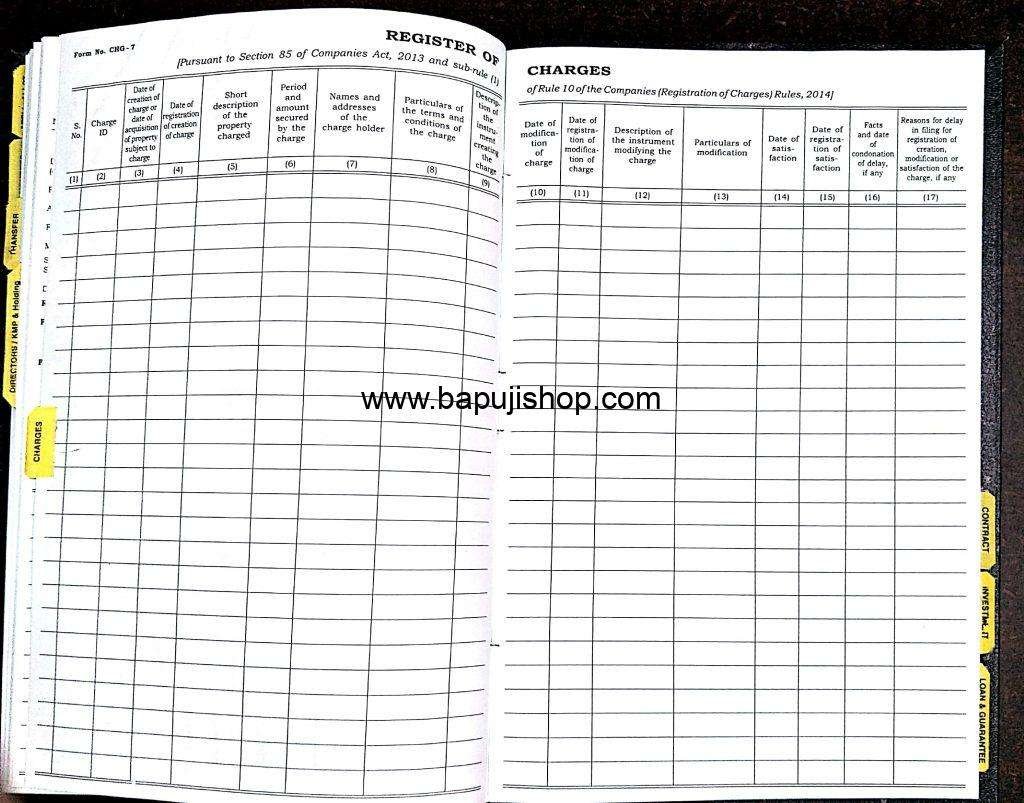 See New Statutory Register Companies Act 2013 - New Format List