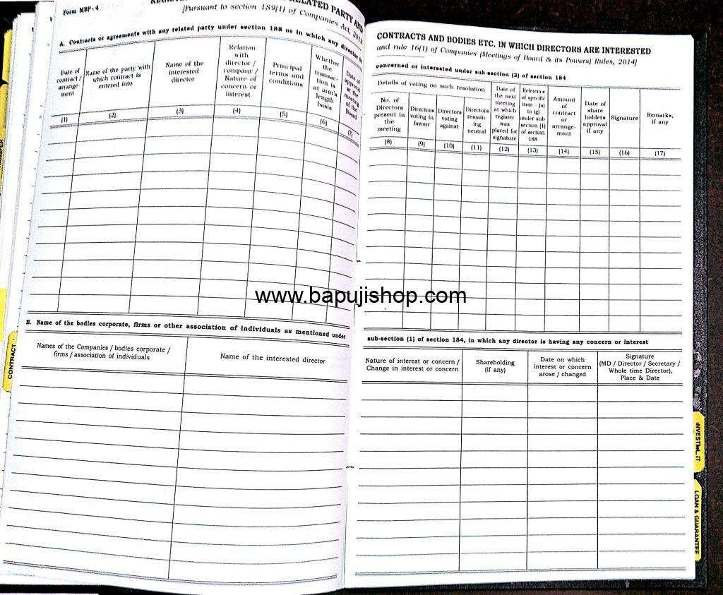 See New Statutory Register Companies Act 2013 - New Format List