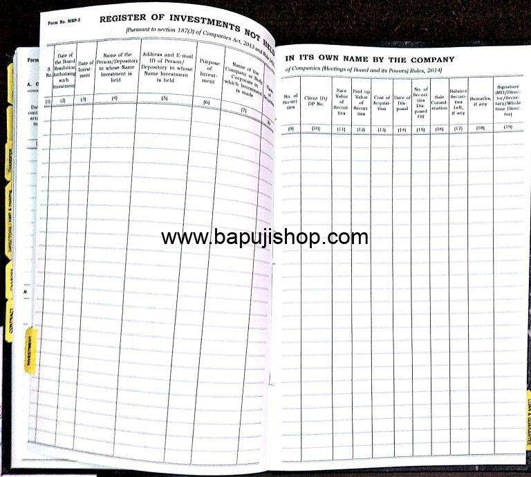 New Statutory Register Companies Act 2013 - Same day Dispatch